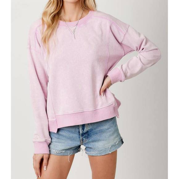 Mystree | Tops | New Mystree Washed Terry Top In Lavender Pink | Poshmark